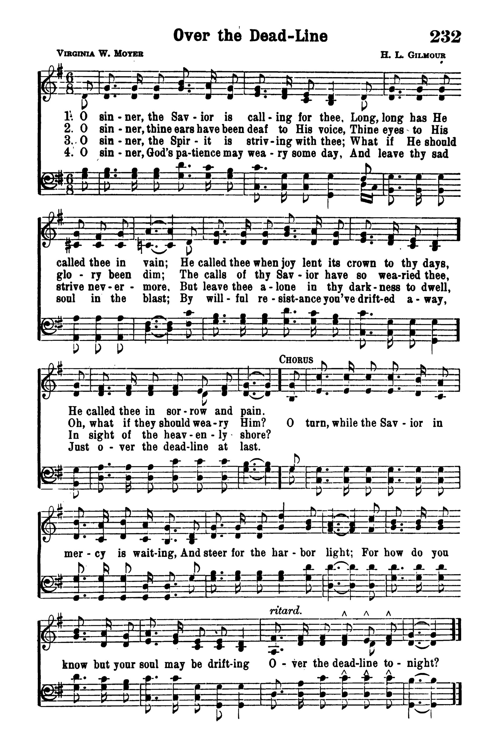 Over the Deadline - Hymn Lyrics and Info